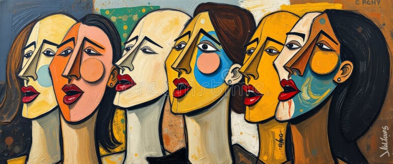 Expressionist Faces with Bold Colors and Striking Features Evoke a ...