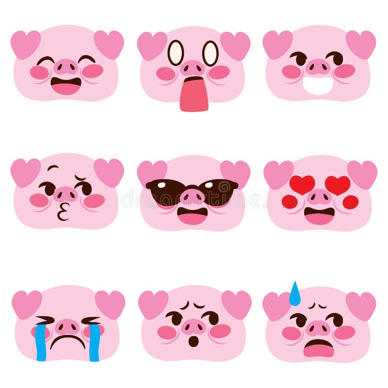 Expressions D'avatar D'Emoji De Porc Illustration de Vecteur ...