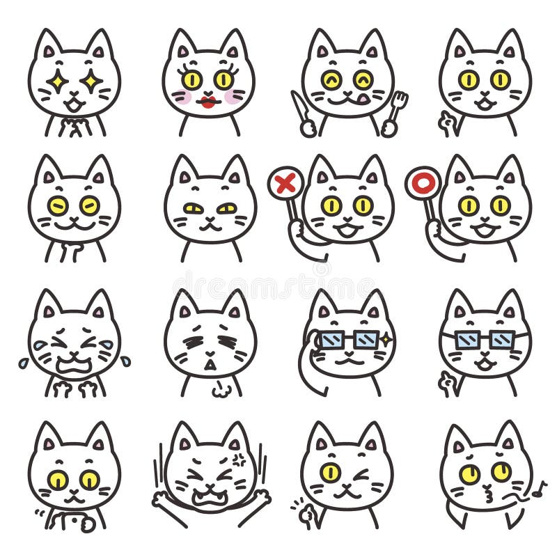 Expressions 02 de chat illustration de vecteur. Illustration du guider ...