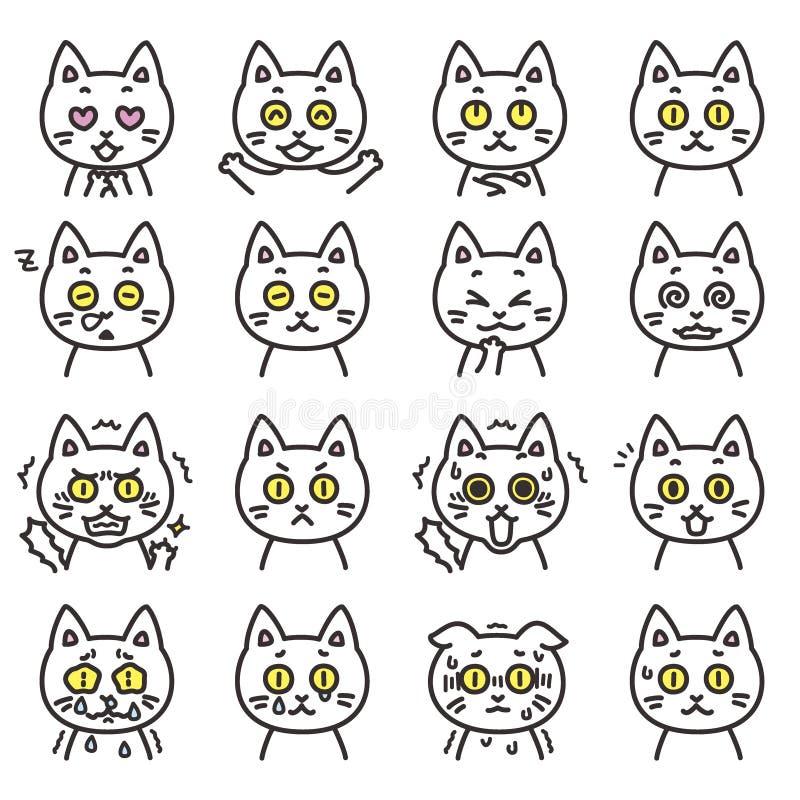 Expressions 01 de chat illustration de vecteur. Illustration du ...