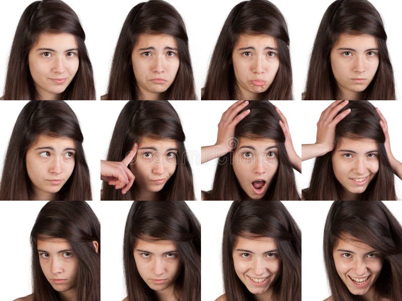 Collage D'une Belle Fille Avec Différentes Expressions Faciales Photo ...
