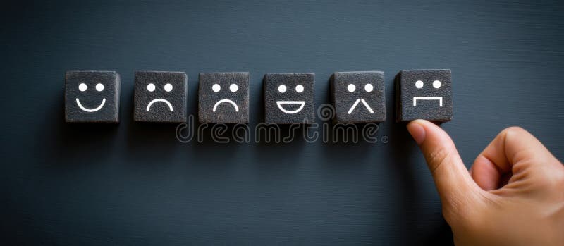 Expressions Displayed on Small Blocks As a Hand Selects One To Indicate ...