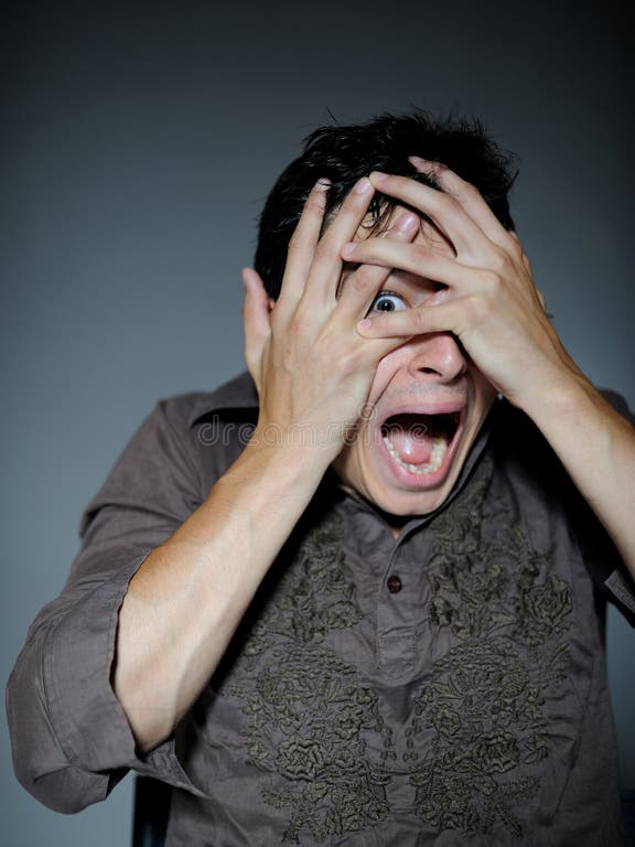 Expressions. Man is Terrified and Feeling Fear Stock Photo - Image of ...