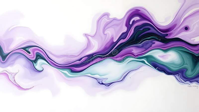 Expressive Abstract Ink Flow in Dark Purple Shades Stock Illustration ...