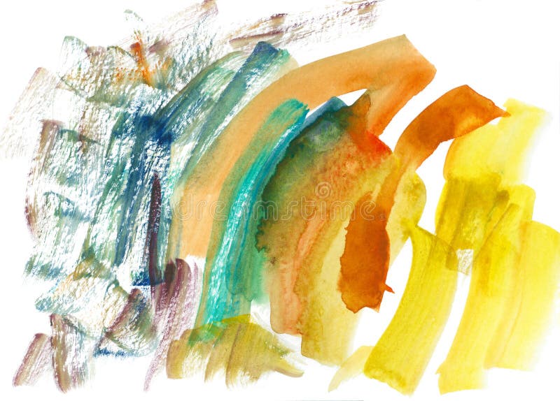 Expressive Abstract Multicolored Watercolor Stain Isolated on a White ...
