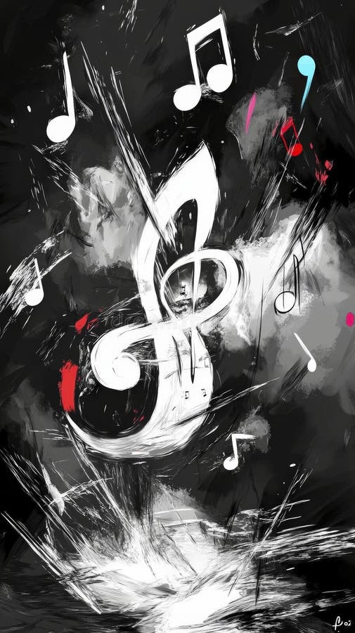 Expressive Abstract Music Notes with Bold Strokes Stock Illustration ...
