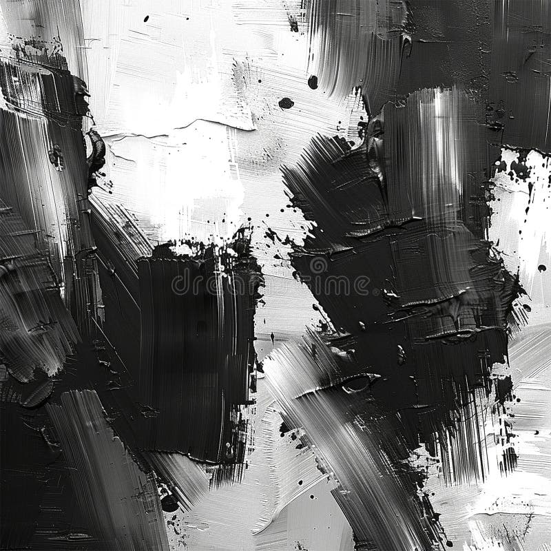 Dynamic Black and White Abstract Expression Painting Showcasing Bold ...