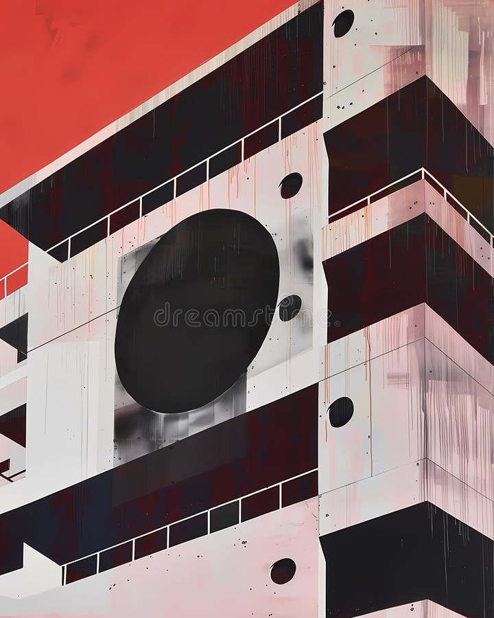 Expressive Artwork Featuring Brutalist Architecture Posters and Round ...