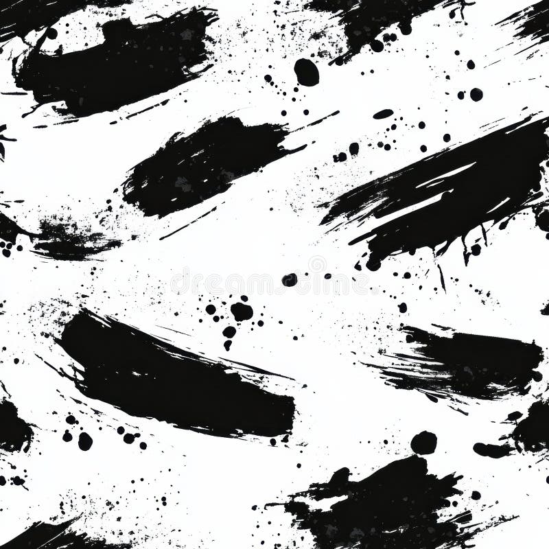 Expressive Black and White Ink Splatter Pattern Featuring Dynamic Paint ...
