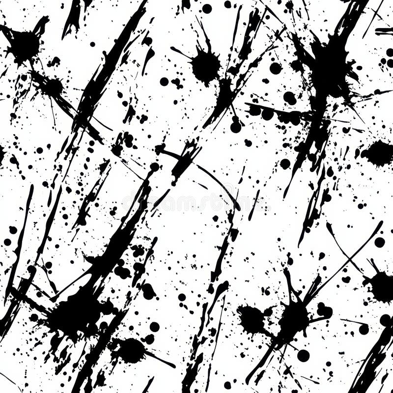 Expressive Black and White Ink Splatters and Paint Strokes Create a ...