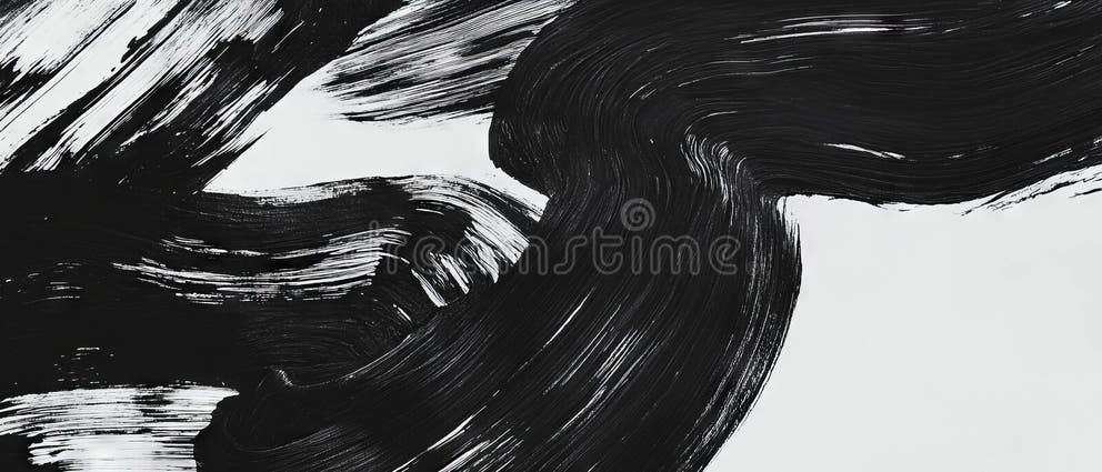 Expressive Brushstroke Patterns in Black Ink on a Clean White ...
