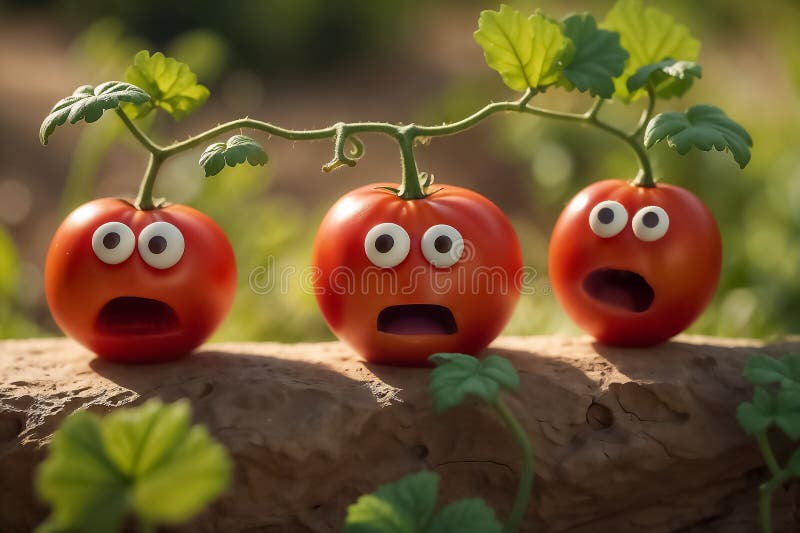 Expressive cherry tomatoes stock illustration. Illustration of ...