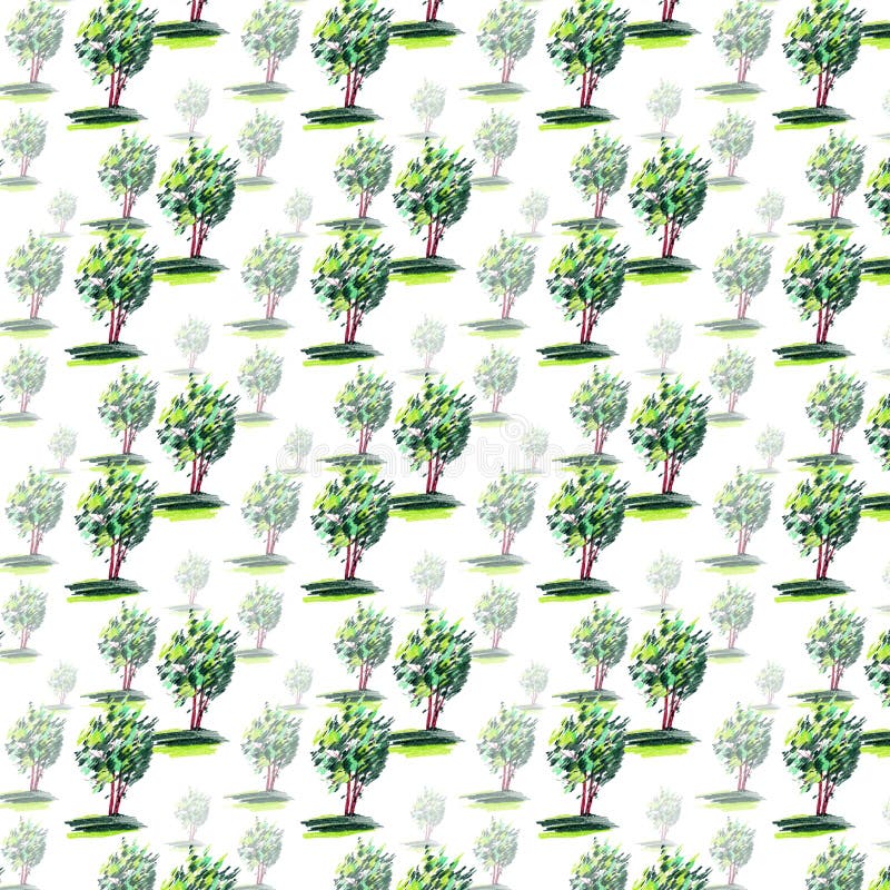 Expressive Colorful Handdrawn Tree. Color Pencil Drawing. Seamless ...