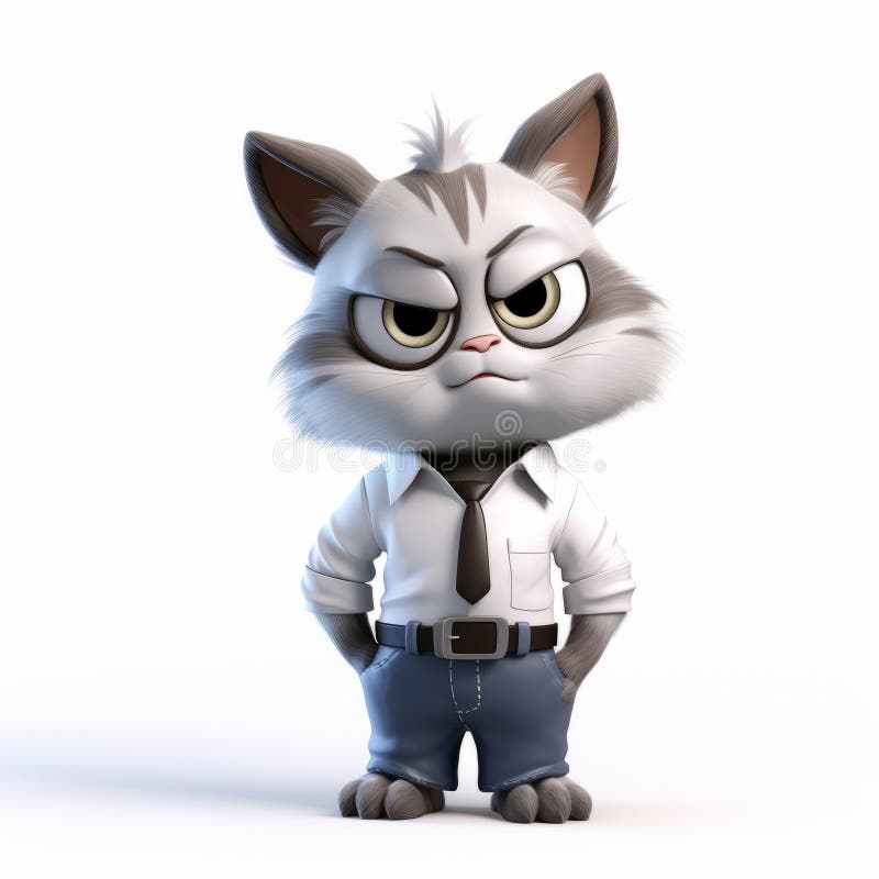 Expressive 3d Cartoon Cat Render with Elegant and Emotive Faces Stock ...