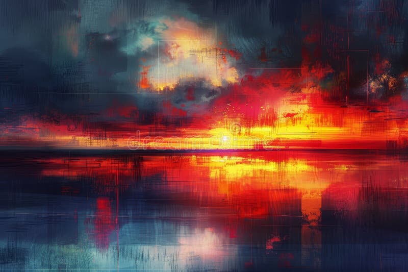 Expressive Digital Art Capturing the Emotion of a Lively Sunset with ...
