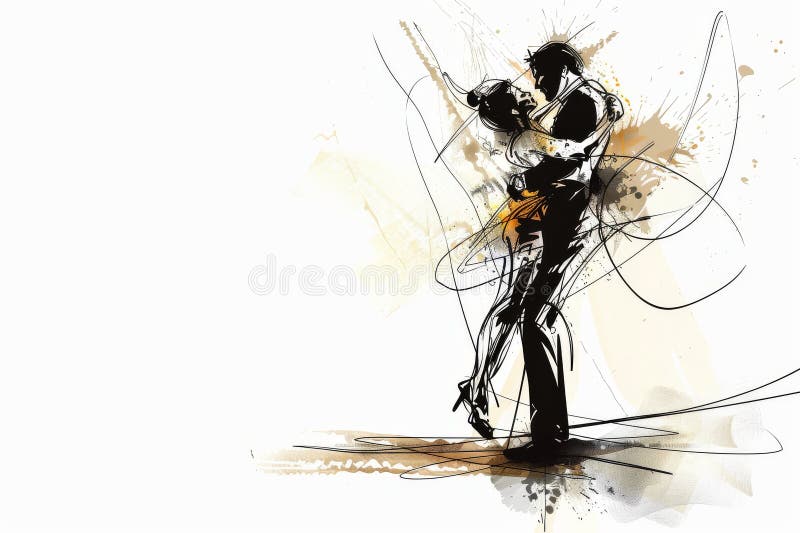 Abstract Ink Art of Tango Dancers Stock Illustration - Illustration of ...