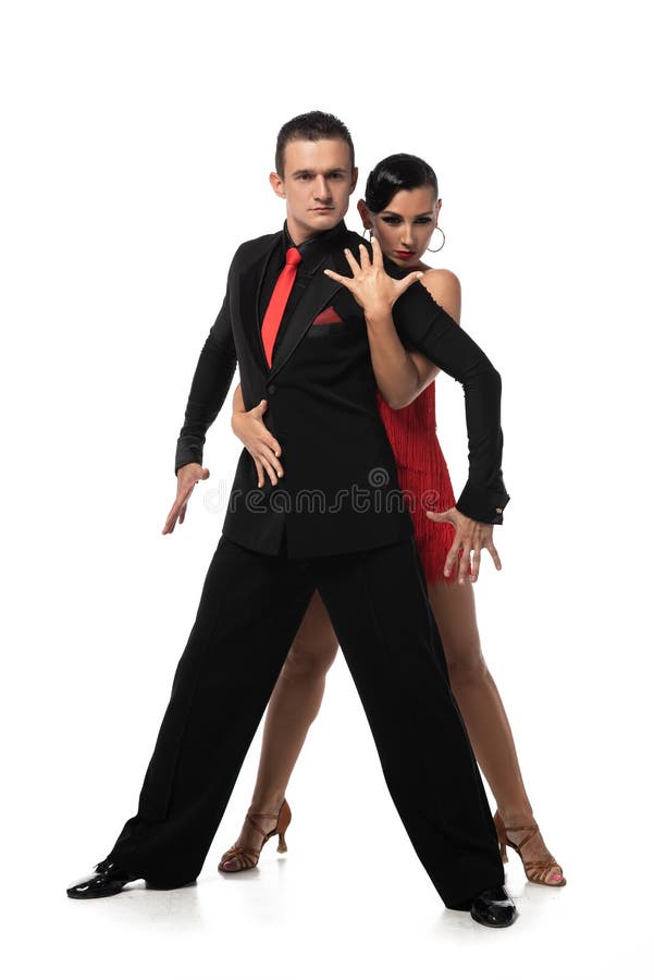 Expressive, Elegant Dancers Looking at Camera while Performing Tango ...