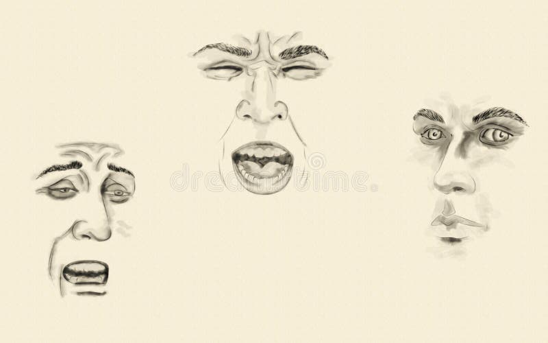 Expressive faces stock illustration. Illustration of nuanced - 7578032