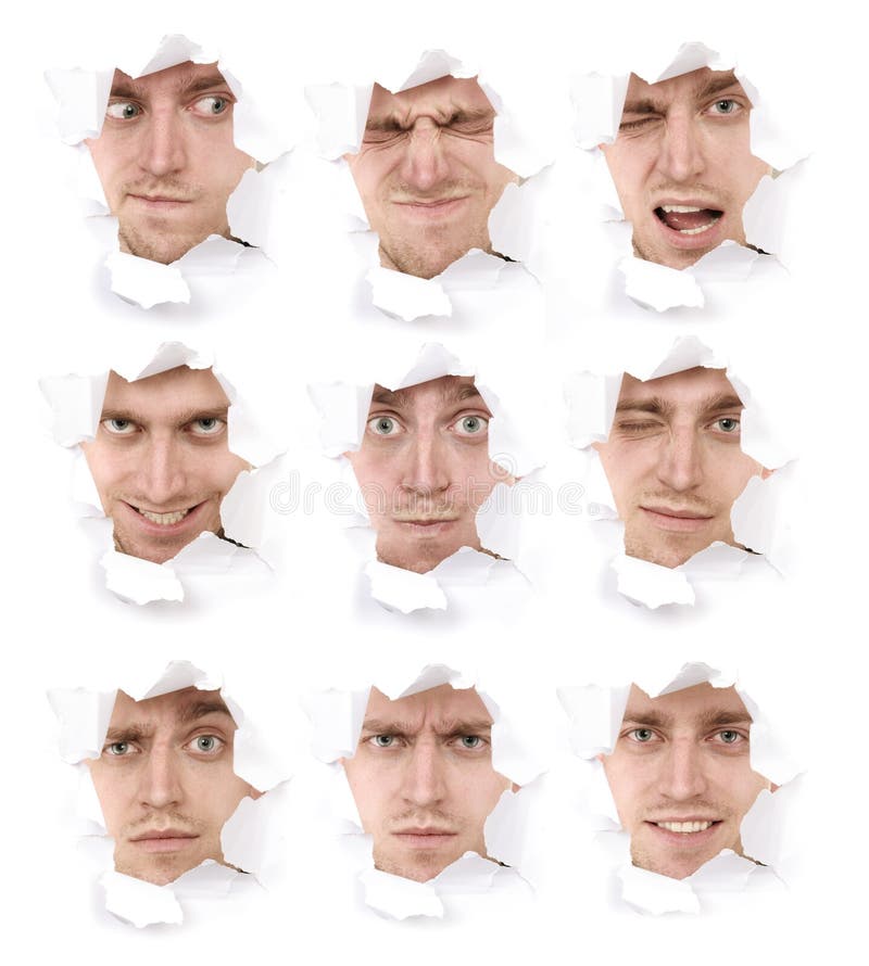 Expressive Faces of the Emotional Person Stock Photo - Image of ...