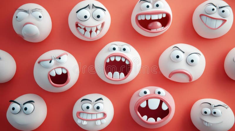 Expressive Faces Show Range of Emotions and Feelings with 3d Render ...