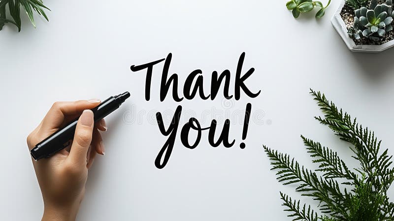 Expressive Handwriting on White Background with Greenery Accents. Stock ...