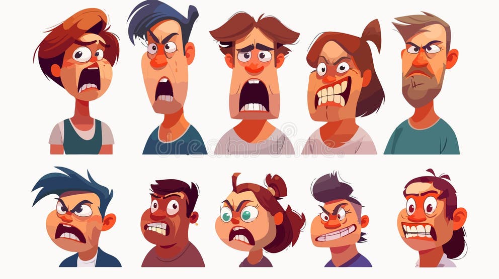 An Expressive Illustration of Angry People in Rage, Capturing ...