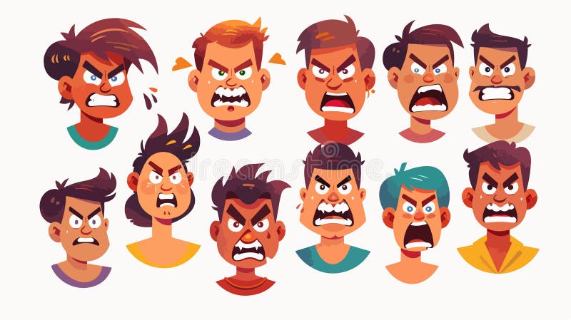 An Expressive Illustration of Angry People in Rage, Capturing ...