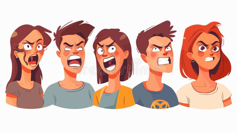 An Expressive Illustration of Angry People in Rage, Capturing ...