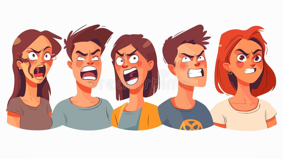 An Expressive Illustration of Angry People in Rage, Capturing ...