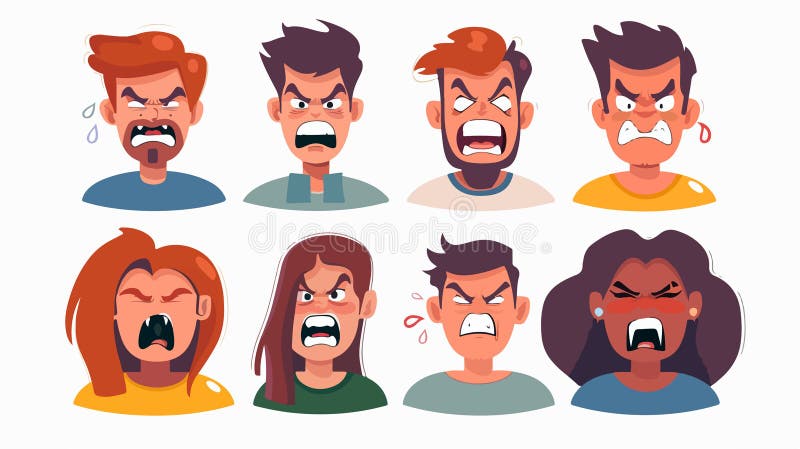 An Expressive Illustration of Angry People in Rage, Capturing ...