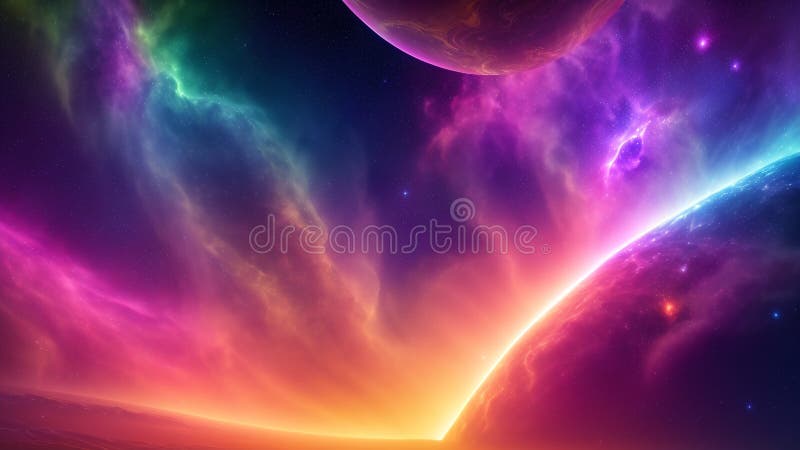 An Expressive Image of a Colorful Space Scene with Planets and Stars AI ...