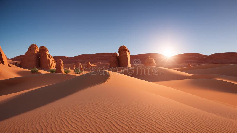 An Expressive Image of a Desert Scene with a Sun Setting AI Generative ...