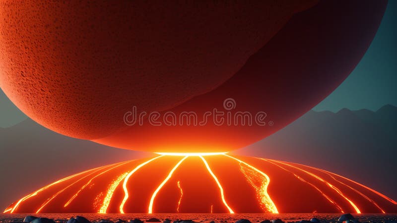 An Expressive Image of a Volcano with Lava and Lava Flowing Down it AI ...