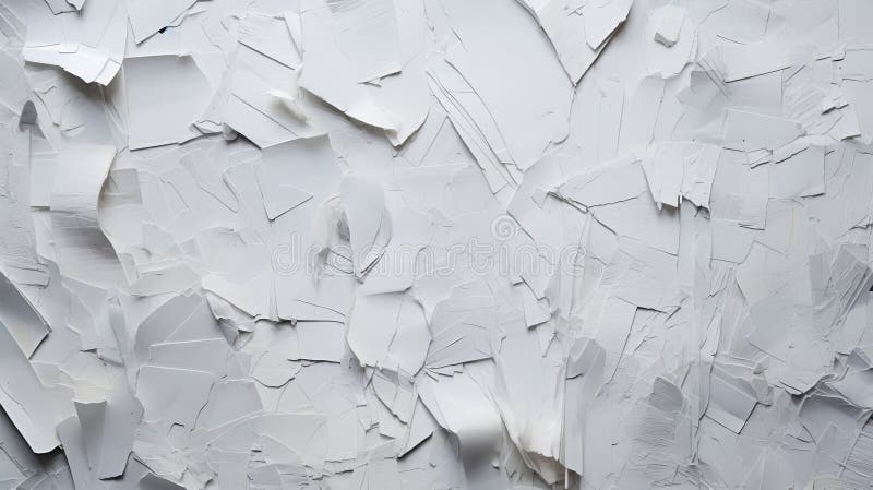 Expressive Impasto Texture: White Scrap Paper Collage on Wall Stock ...