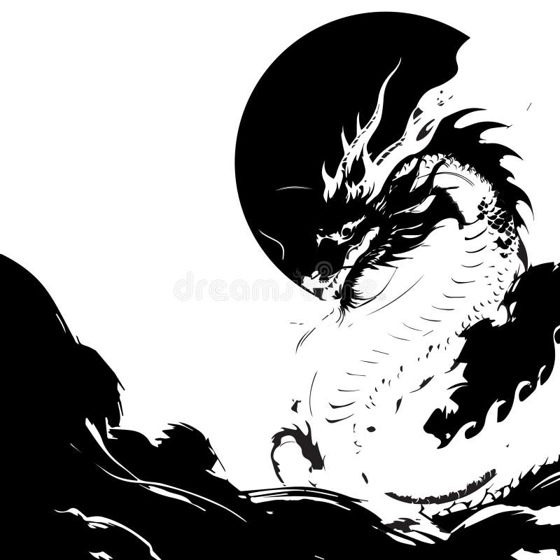 Expressive Ink Texture, this Dragon Illustration Contrasts Sharp Edges ...