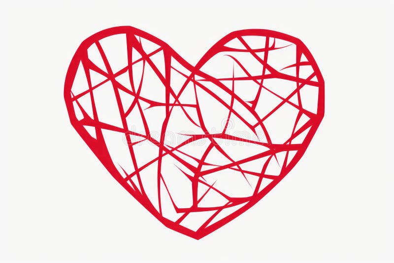 Expressive Line-Work Depicting a Heart Stencil: a Minimalist Line ...