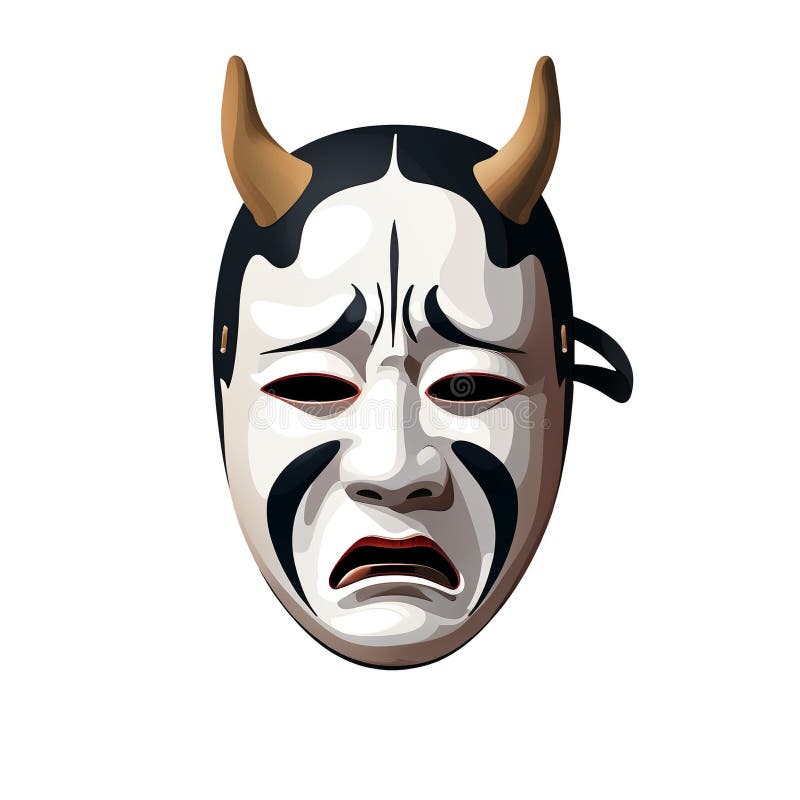 Expressive Mask Design Featuring Dramatic Facial Features and Horns for ...