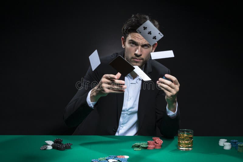 One Emotional Handsome Caucasian Brunet Pocker Player at Pocker Table ...