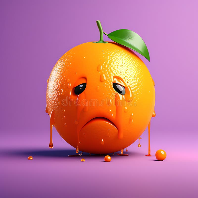 Expressive Orange: a 3D Rendering of Sadness and Upset Against a Solid ...