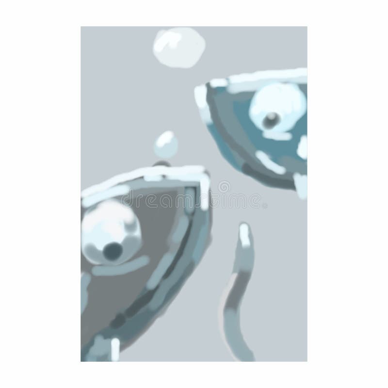 Expressive Paintings of Light Gray Fish and Blue Fish Stock ...
