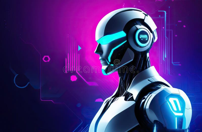 Expressive Portrait of a Robot Against a Bright Background ...