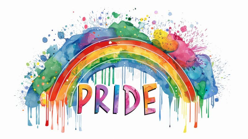Expressive Pride Graphic with a Colorful Rainbow and Splashes of Paint ...