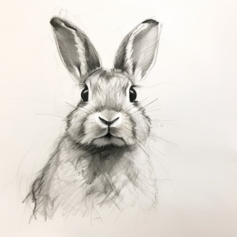 Expressive Rabbit Pencil Drawing with Lively Brushwork Stock ...