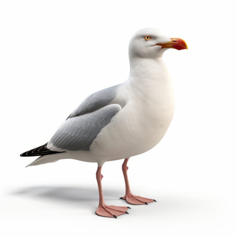 Expressive Seagull 3d Model with High-key Lighting Stock Illustration ...
