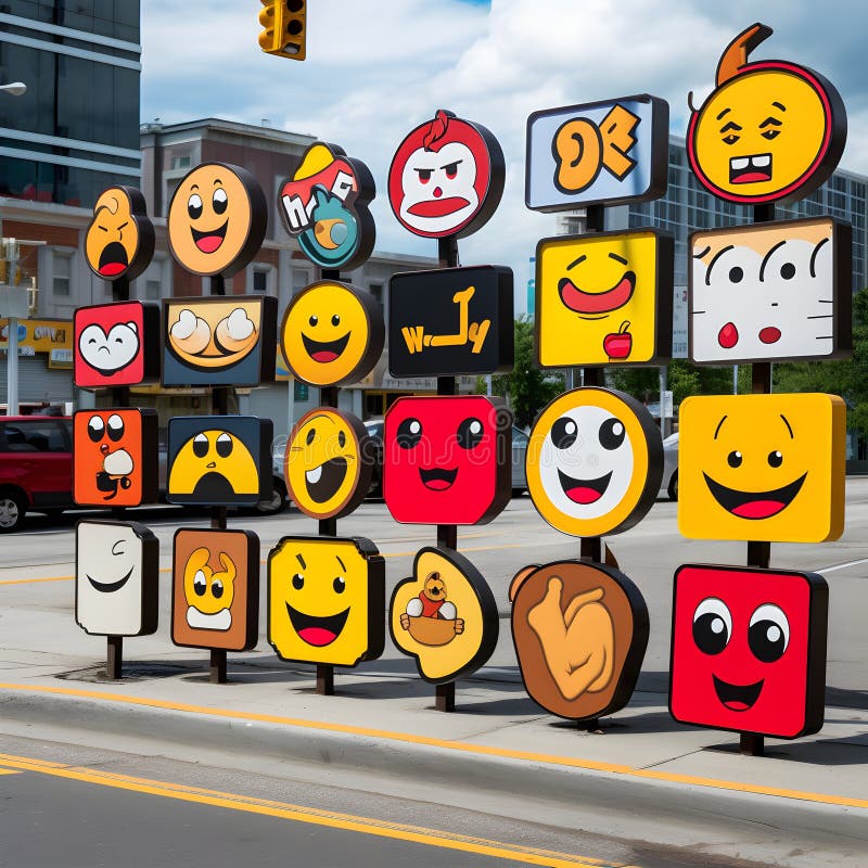 Expressive Signboards Adding Flair To the Streets Stock Illustration ...