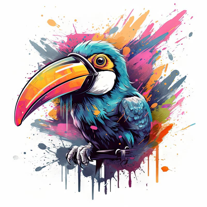 Expressive Toucan with Sunglasses in Anime Style. Perfect for Posters ...