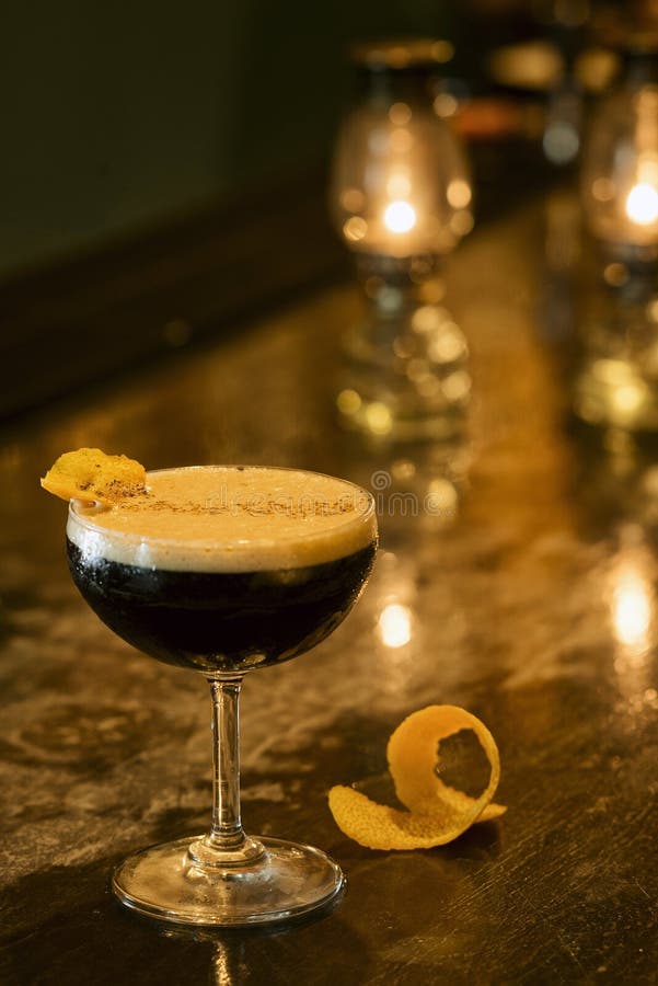 Expresso Cofeee Martini Cocktail Drink in Bar Stock Image - Image of ...