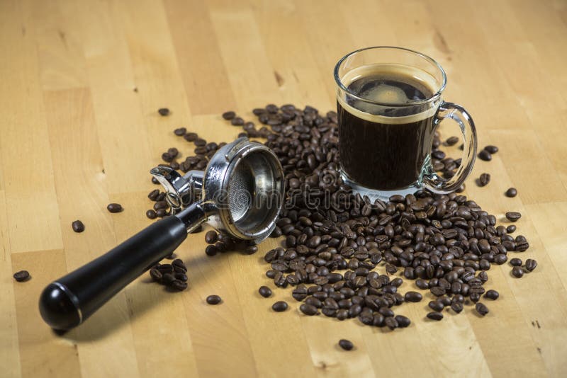 Expresso with Coffee Bean and Brew Cup. Stock Photo - Image of drink ...