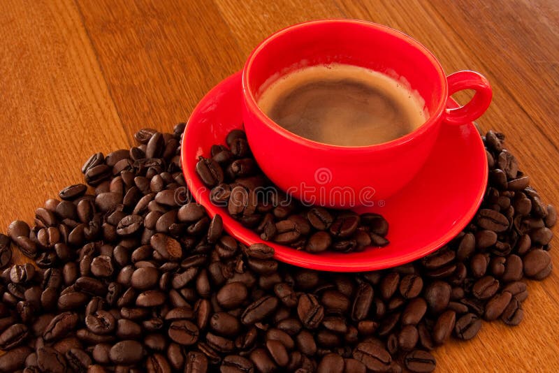 Expresso coffee in red cup stock photo. Image of fresh - 24278274