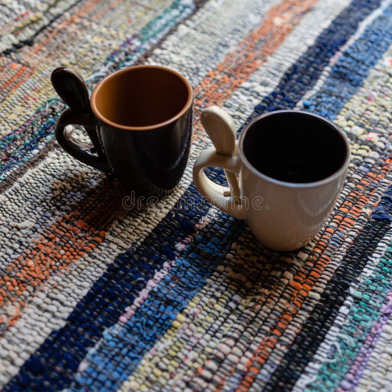 Expresso Cups on Colorful Background. Coffee Cups on Handmade Carpet ...